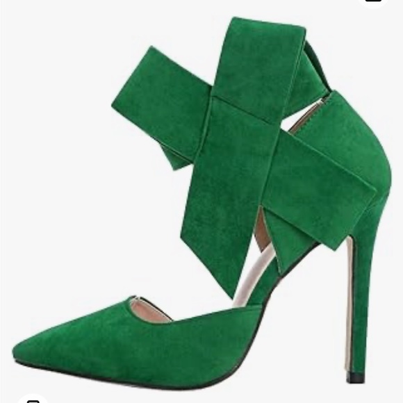 MMJULY | Shoes | Green Felt Bow Heels | Poshmark